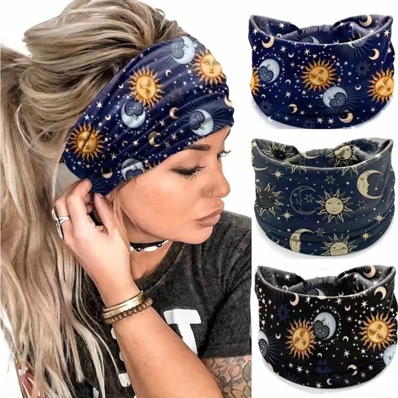 Accessories | Sun Moon Printed Headbands | Poshmark